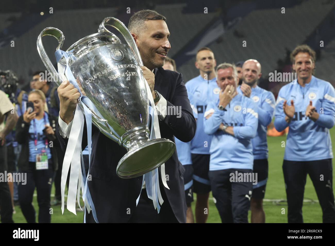 Manchester City President Khaldoon Al Mubarak celebrates with the ...