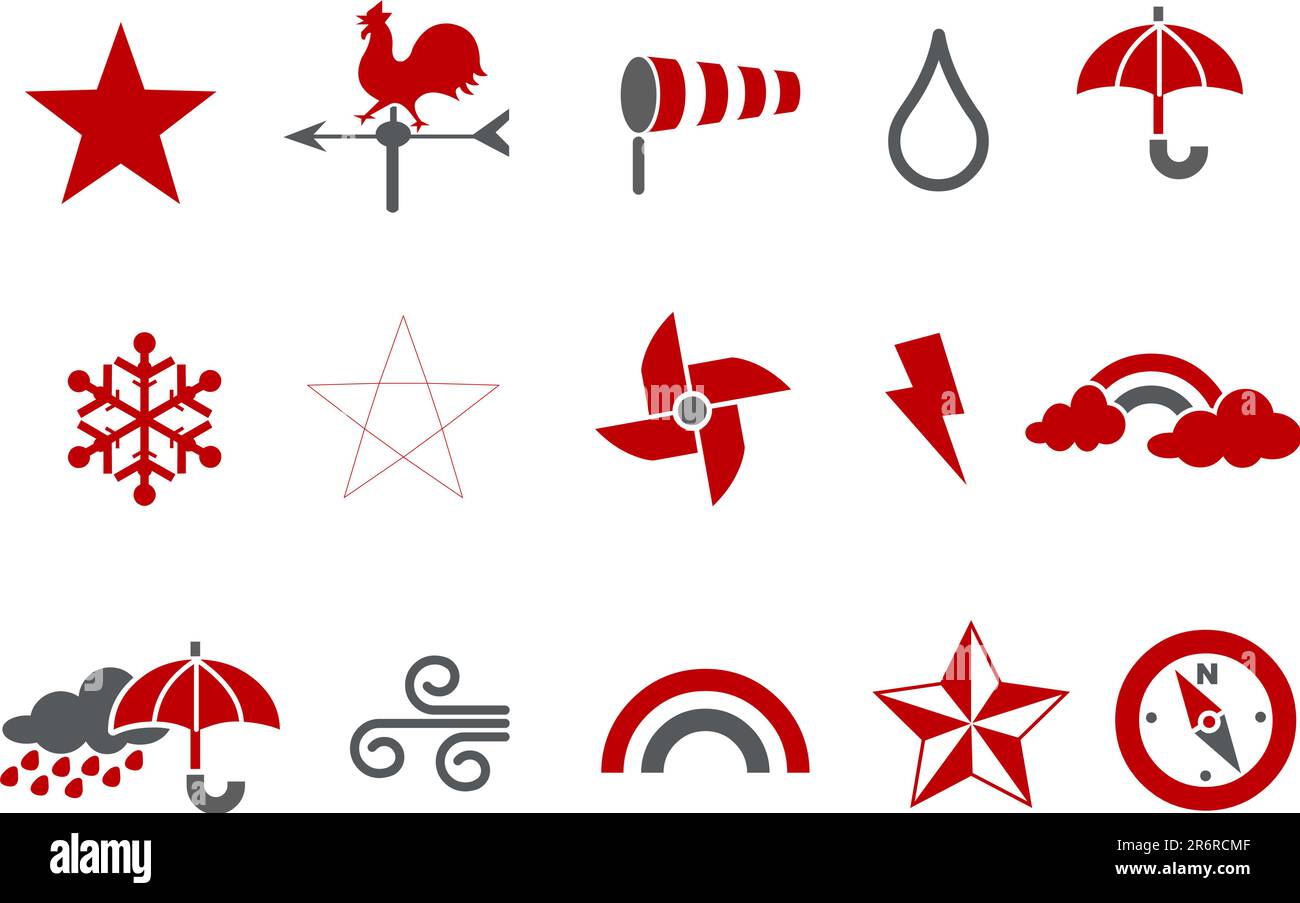 Vector icons pack - Red Series, weather collection Stock Vector Image ...
