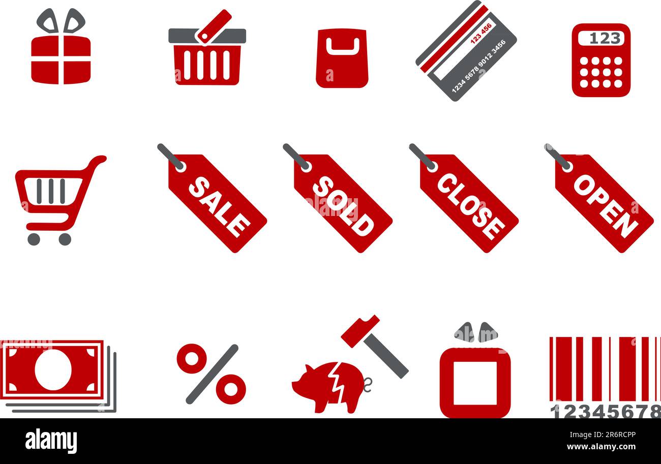 Vector icons pack - Red Series, shopping collection Stock Vector Image ...