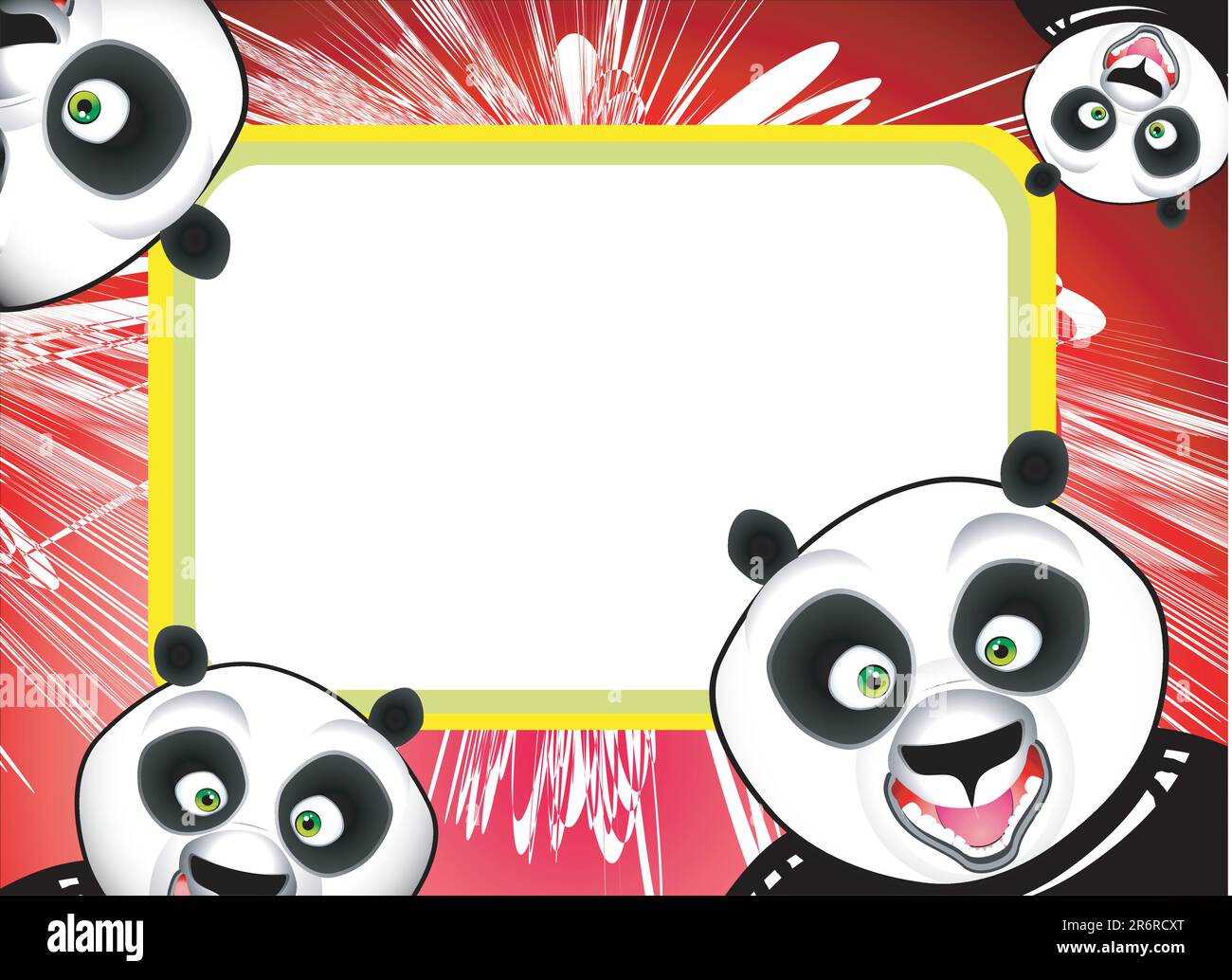 Cartoon Style Panda Frame background with abstract design elements ...