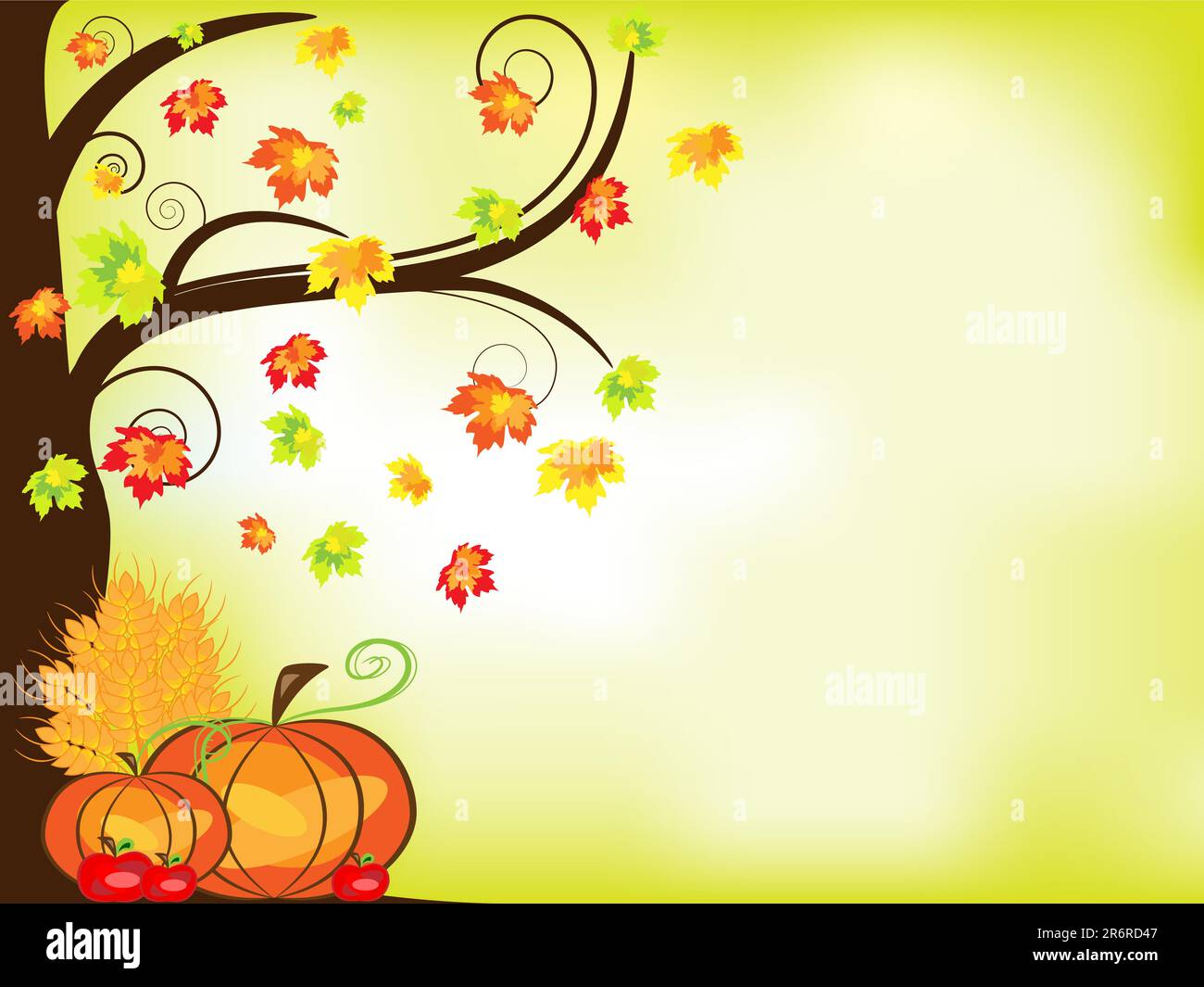 Vector picture of thanksgiving background with pumpkins, crop, apples ...