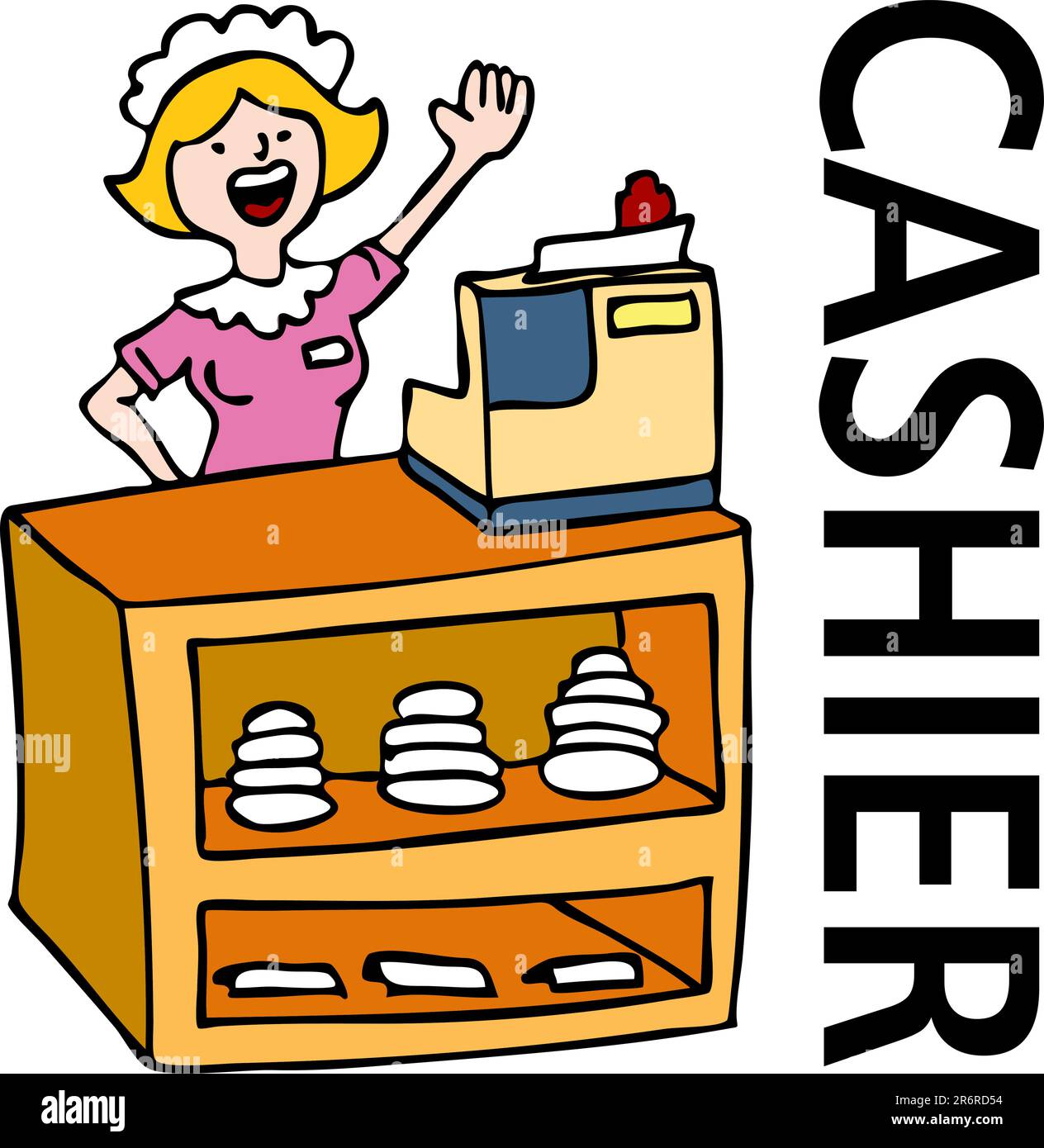 An image of a waitress working at the cashier counter Stock Vector ...