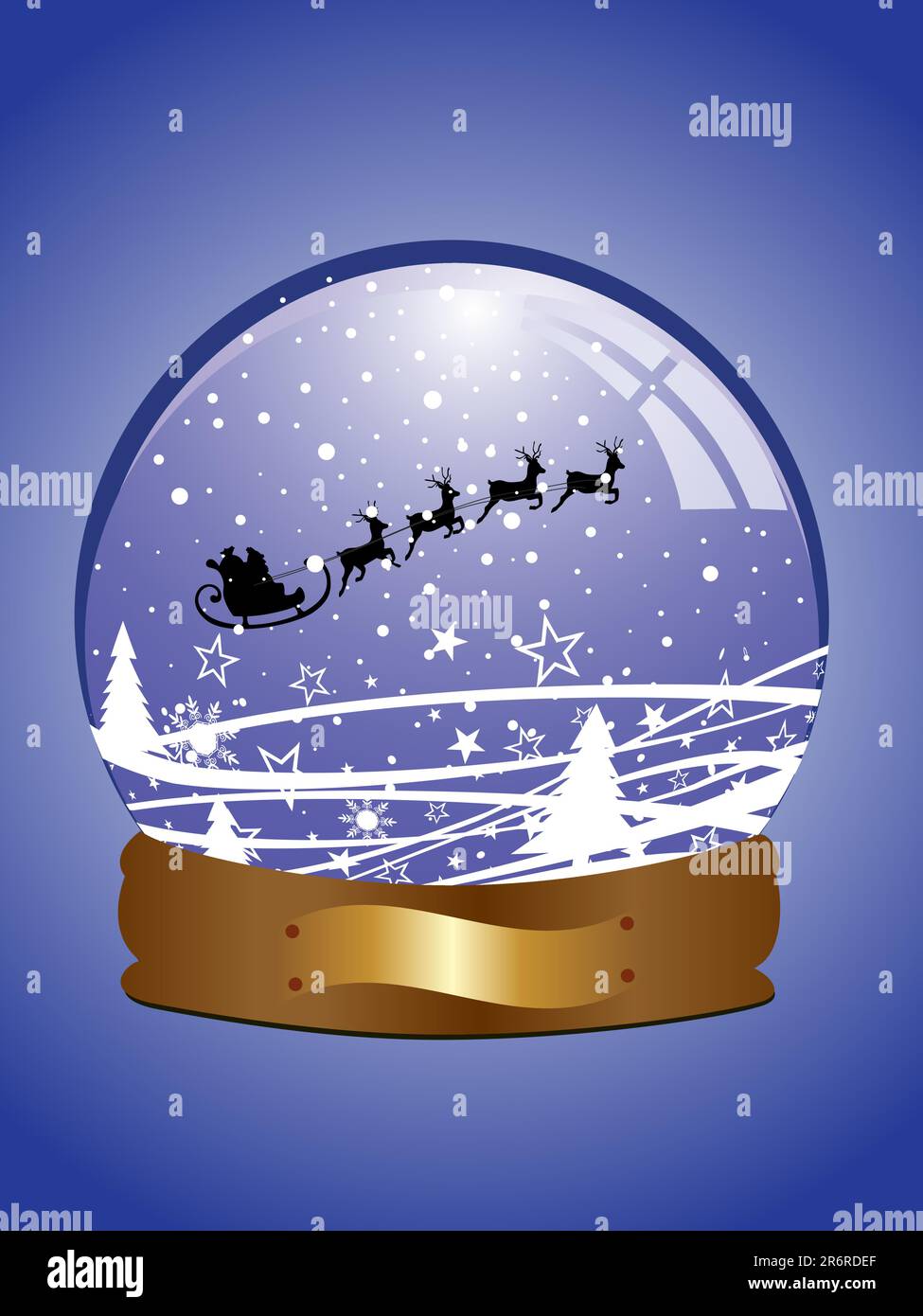 vector eps 10 illustration of santa`s sleigh in a snow dome Stock ...