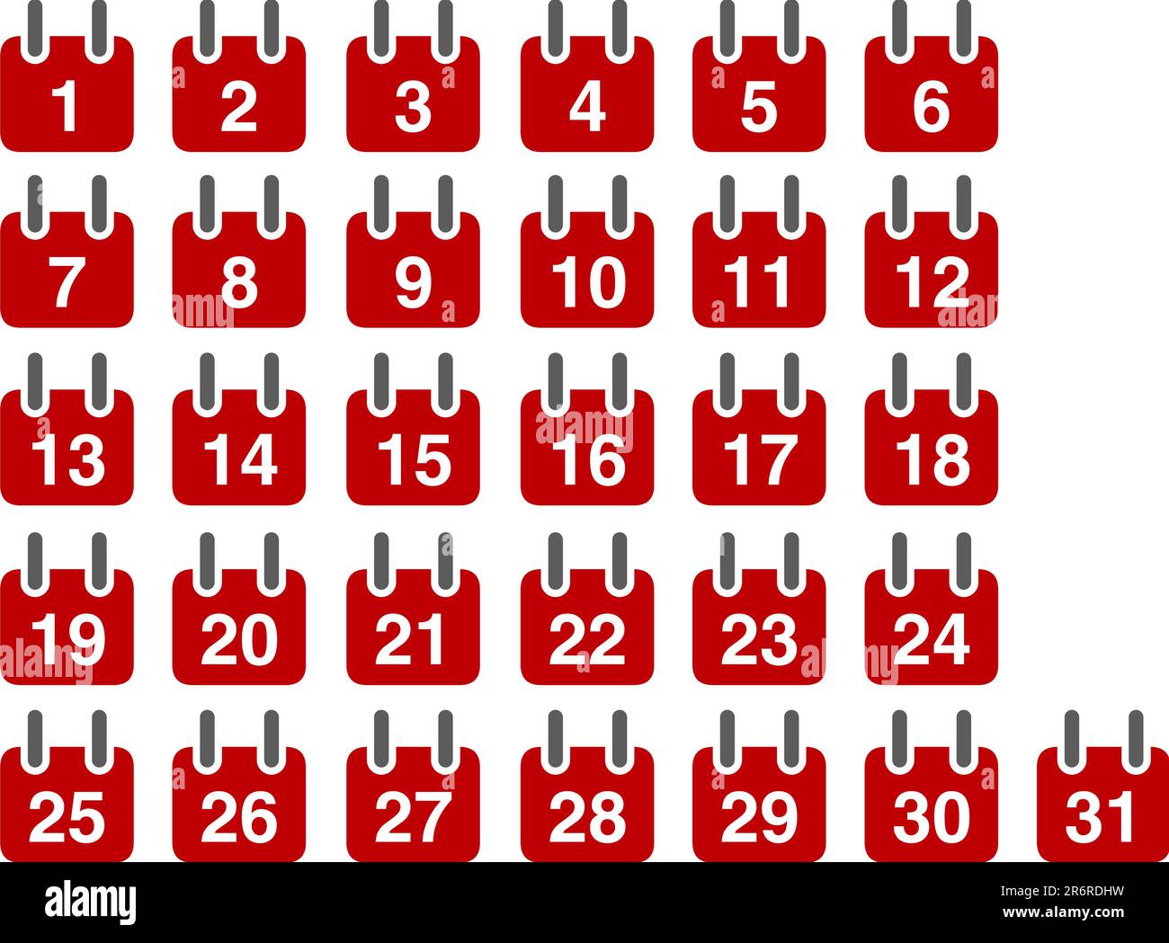 Vector icons pack - Red Series, calendar collection Stock Vector Image ...