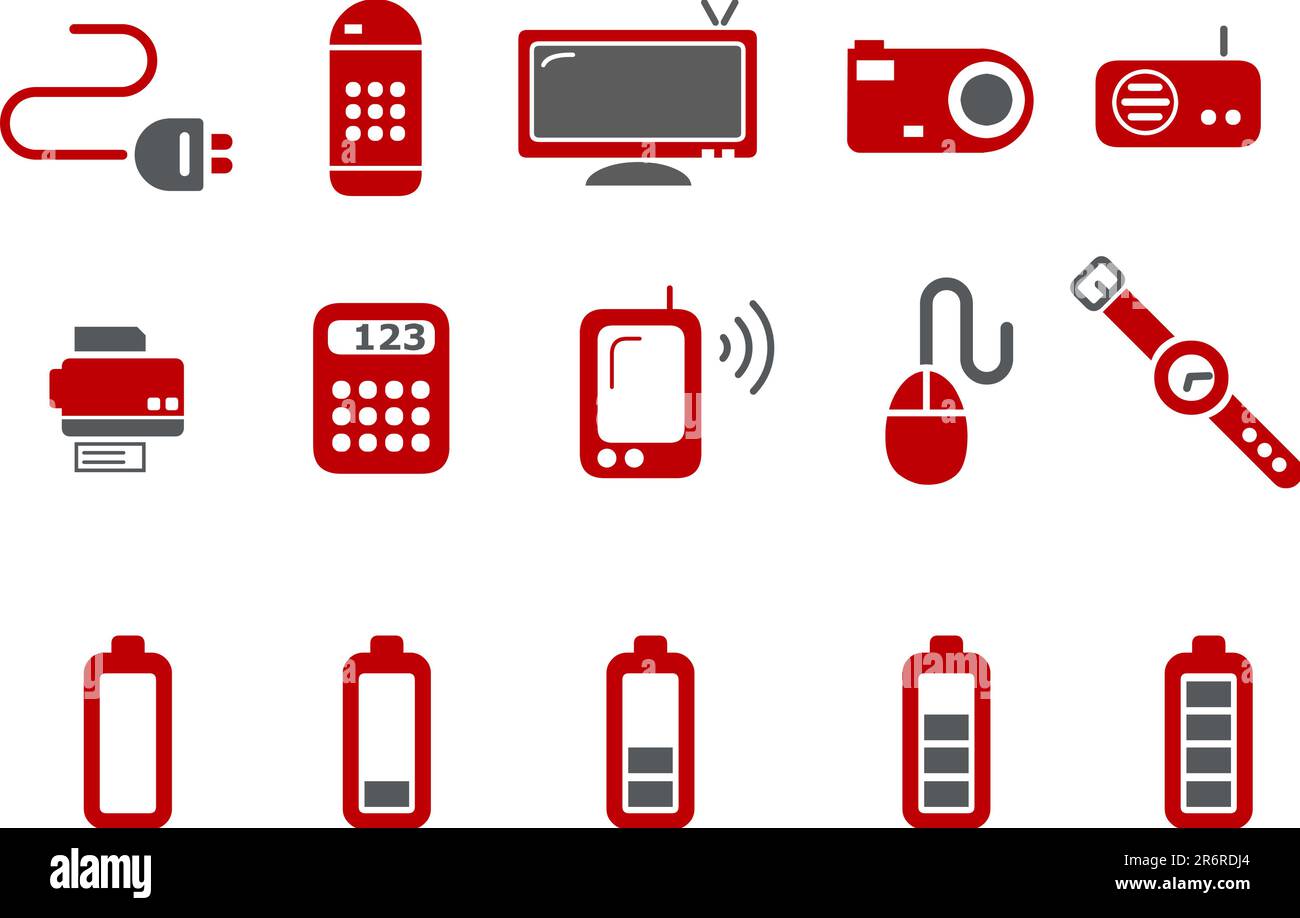 Vector icons pack - Red Series, electronic collection Stock Vector ...