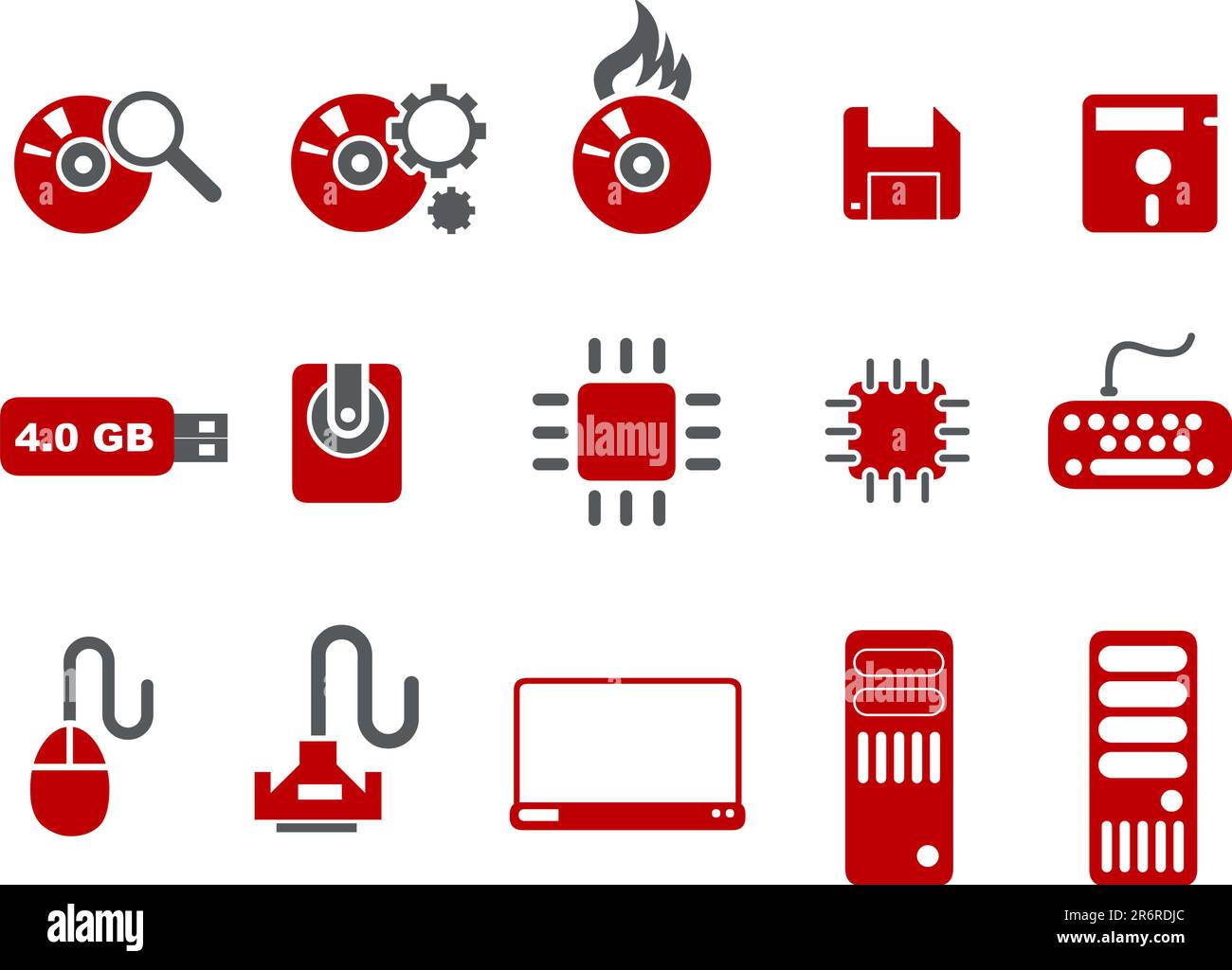 Vector icons pack - Red Series, computer collection Stock Vector Image ...