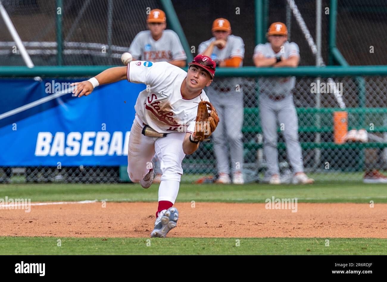 June 10 2023 Palo Alto CA U.S.A. Stanford infielder third baseman Tommy Troy (12)makes an ...