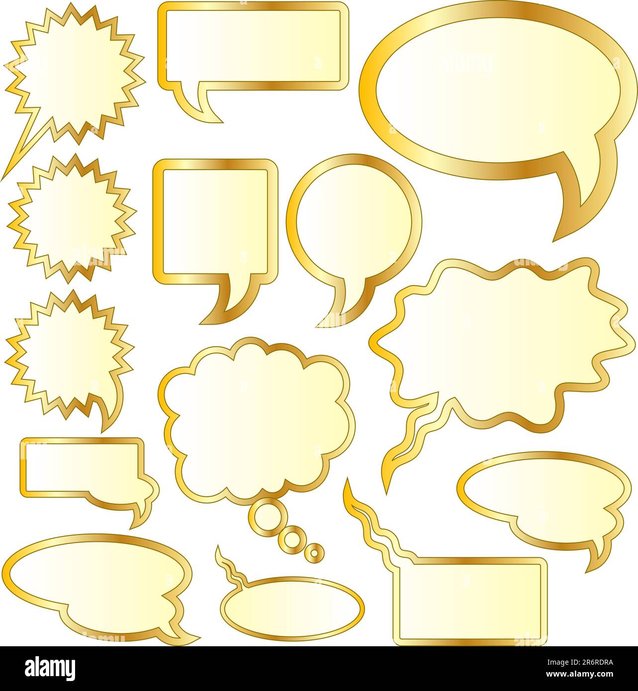 Thought or conversation bubble stickers in gold vector Stock Vector ...