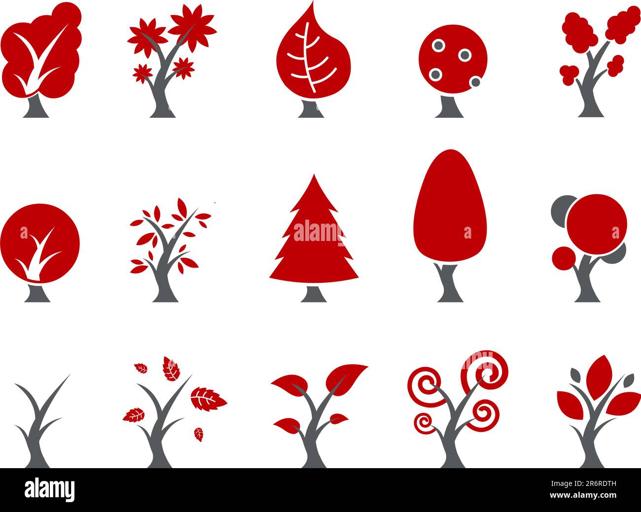 Vector icons pack - Red Series, tree collection Stock Vector Image ...