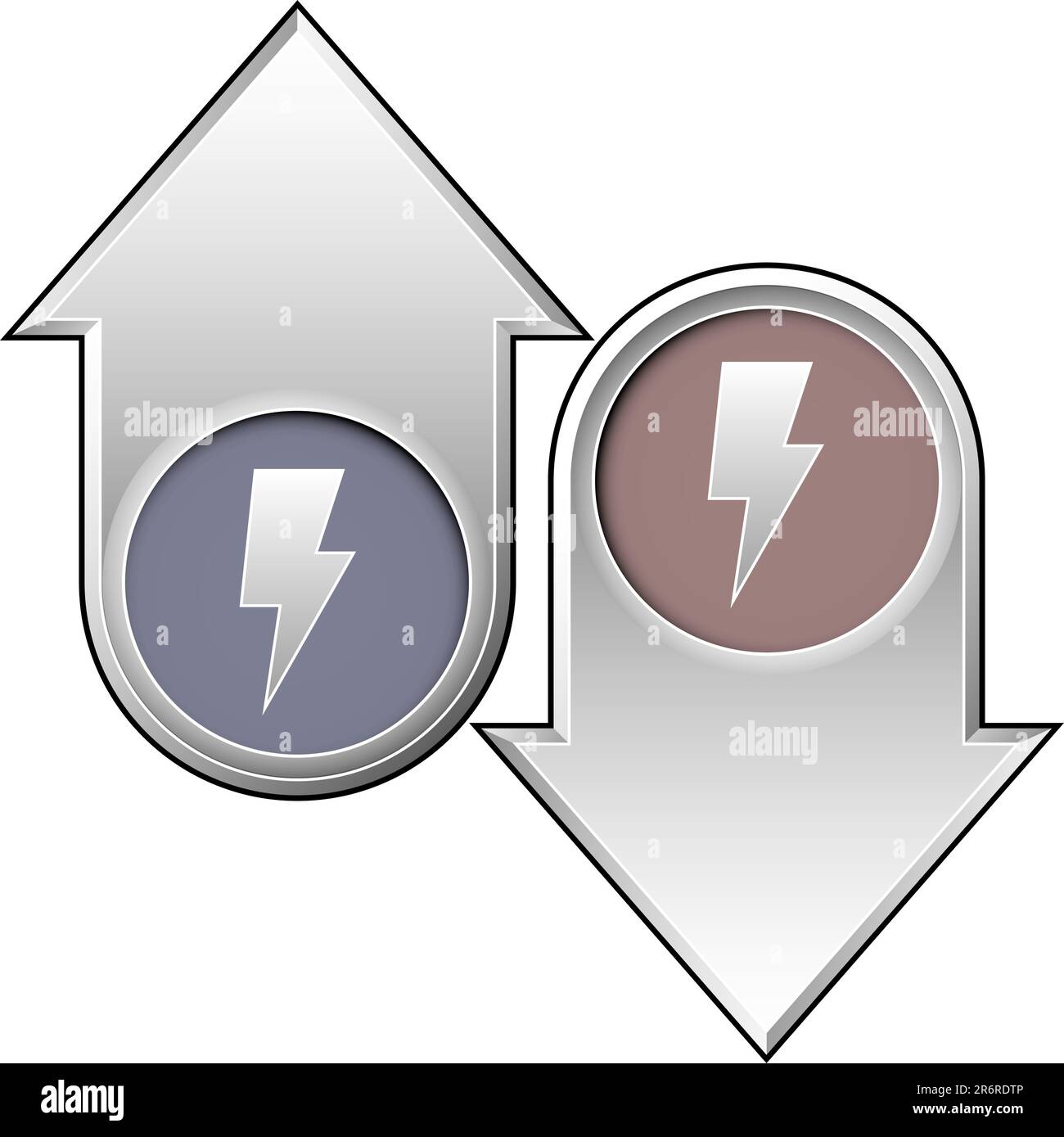 Lightning bolt icon on up and down arrow buttons Stock Vector Image ...