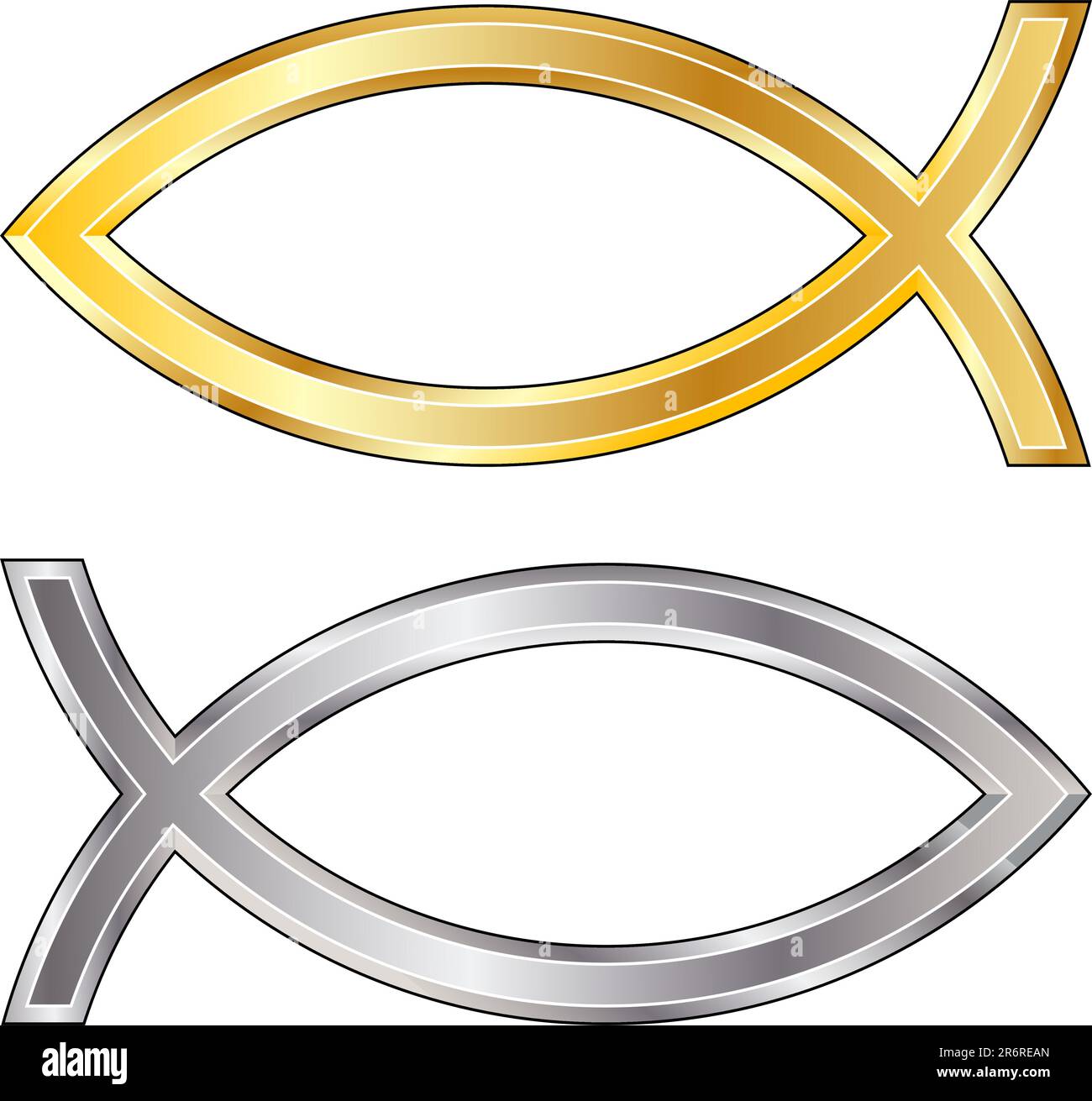 Christian fish icon in silver and gold vector texture - looks like the ...