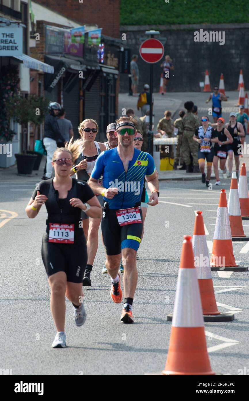 Windsor, Berkshire, UK. 11th June, 2023. Triathletes were out early ...