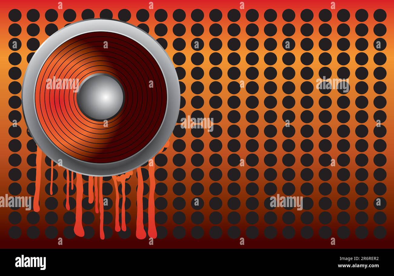 Set of speakers playing music with orange gradient in background Stock ...