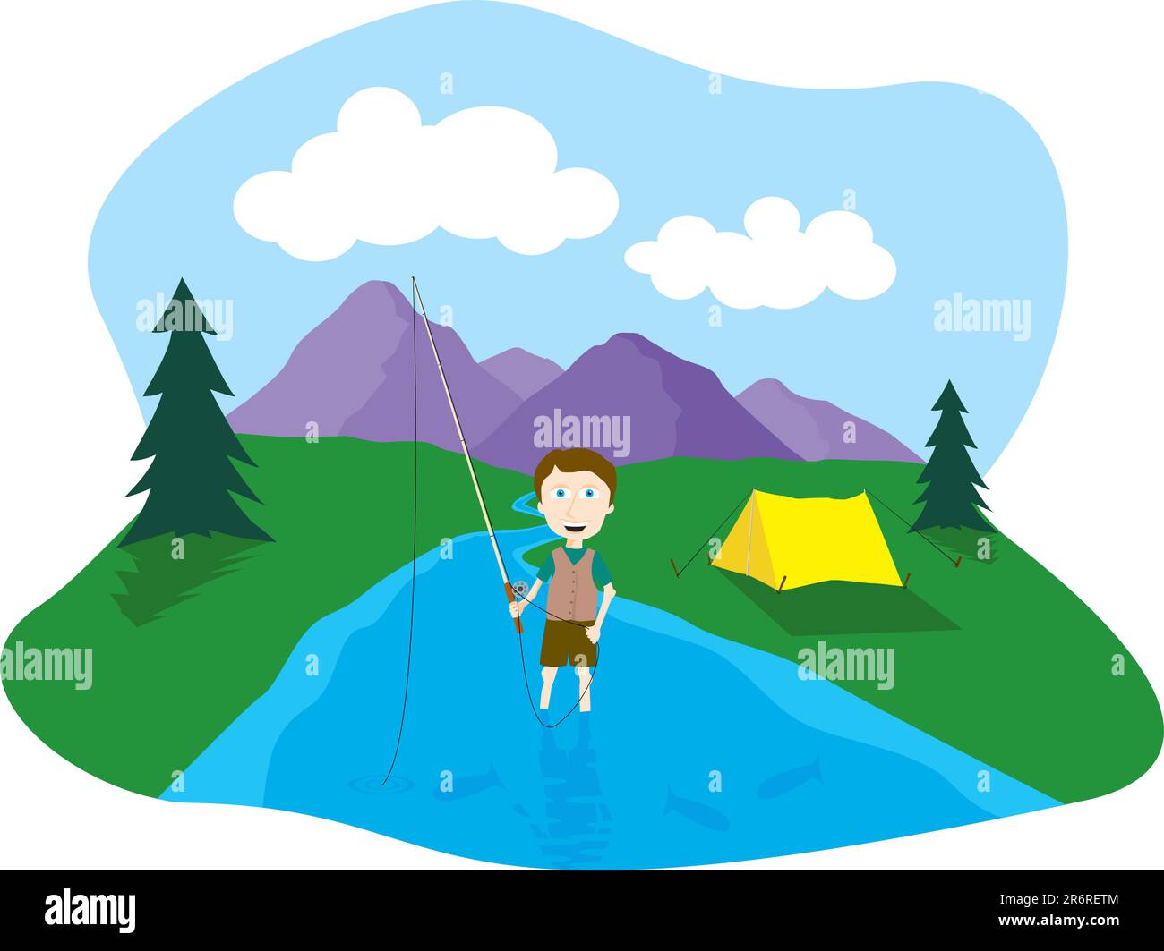Vector illustration of a boy flyfishing Stock Vector Image & Art - Alamy