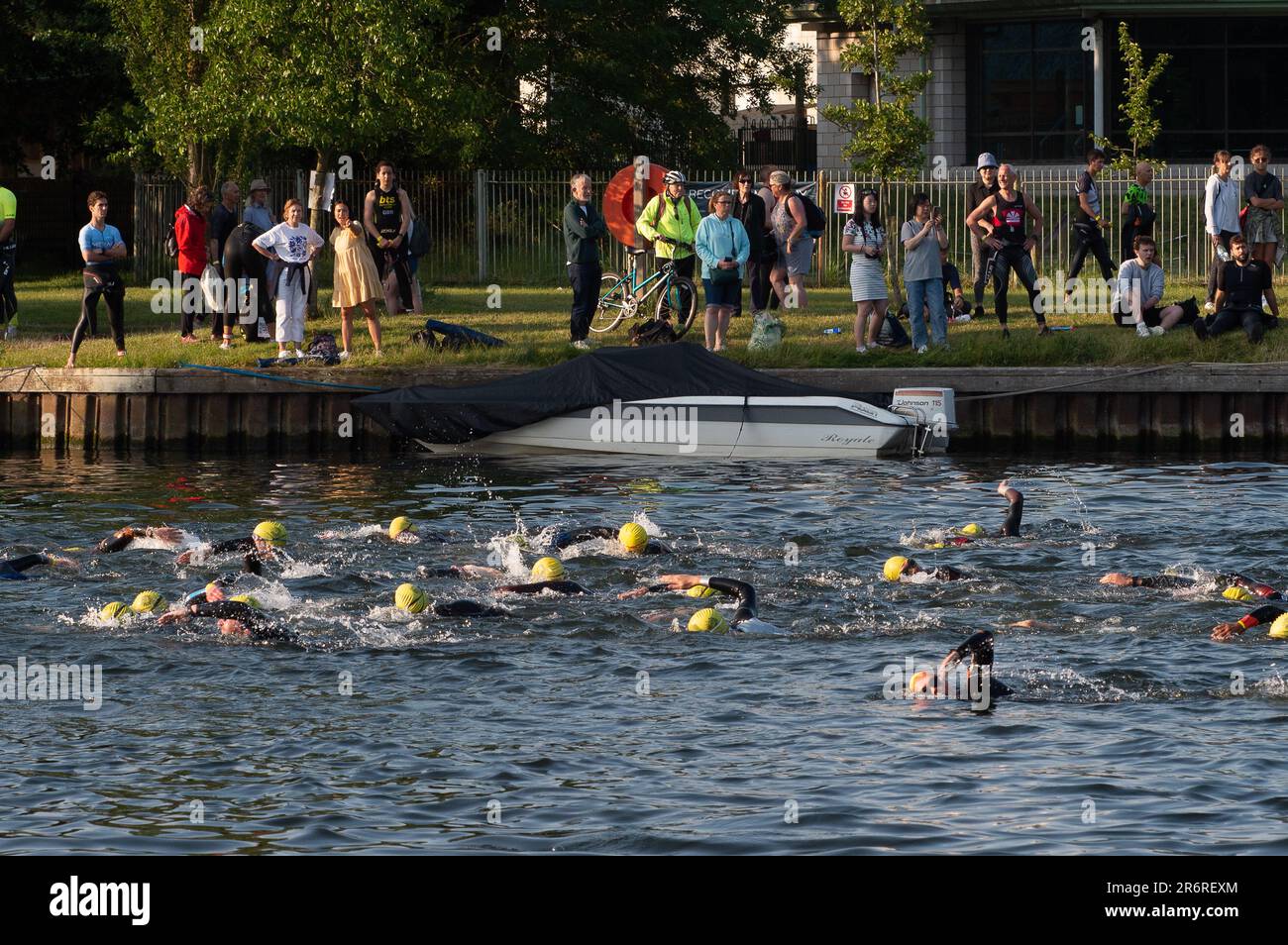 Windsor, Berkshire, UK. 11th June, 2023. Triathletes were out early ...