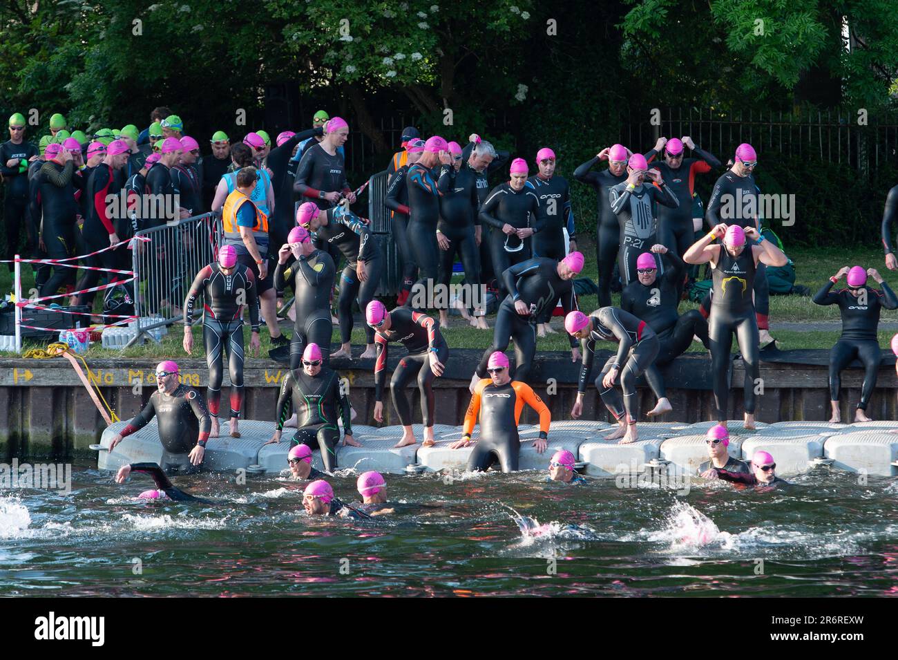 Windsor, Berkshire, UK. 11th June, 2023. Triathletes were out early ...