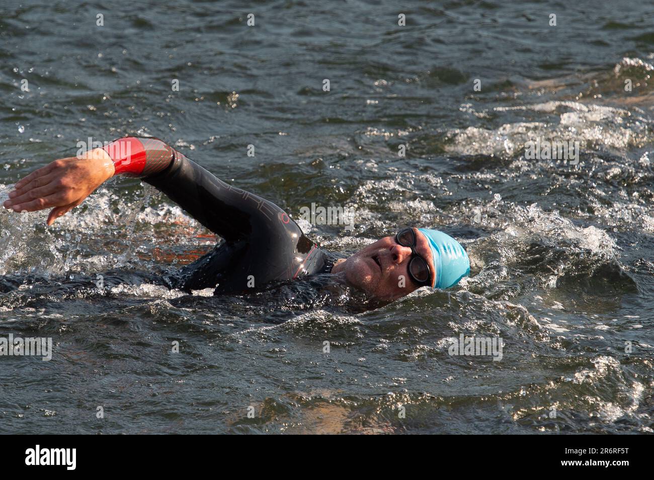 Windsor, Berkshire, UK. 11th June, 2023. Triathletes were out early ...