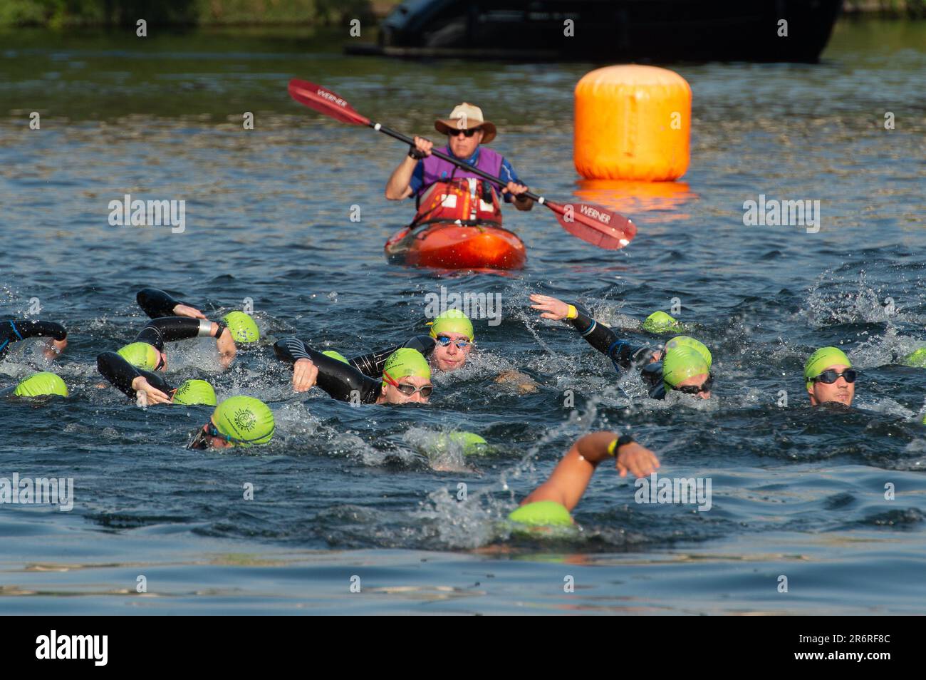 Windsor, Berkshire, UK. 11th June, 2023. Triathletes were out early ...