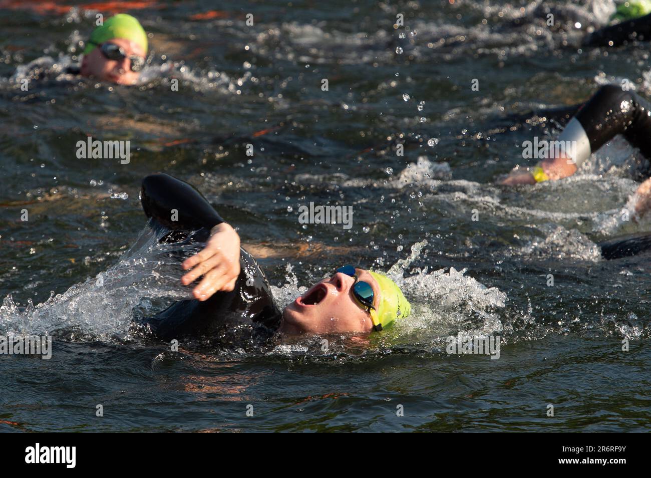 Windsor, Berkshire, UK. 11th June, 2023. Triathletes were out early ...