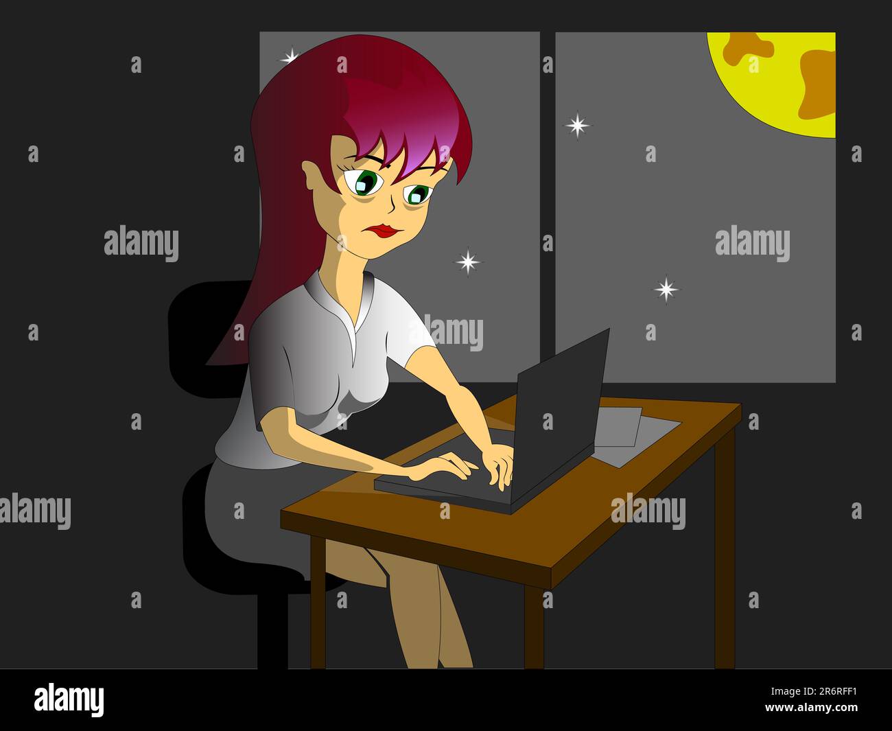 Beautiful woman in work Stock Vector Images - Alamy