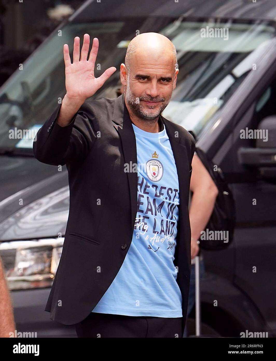 Manchester City manager Pep Guardiola leaving their team hotel in ...