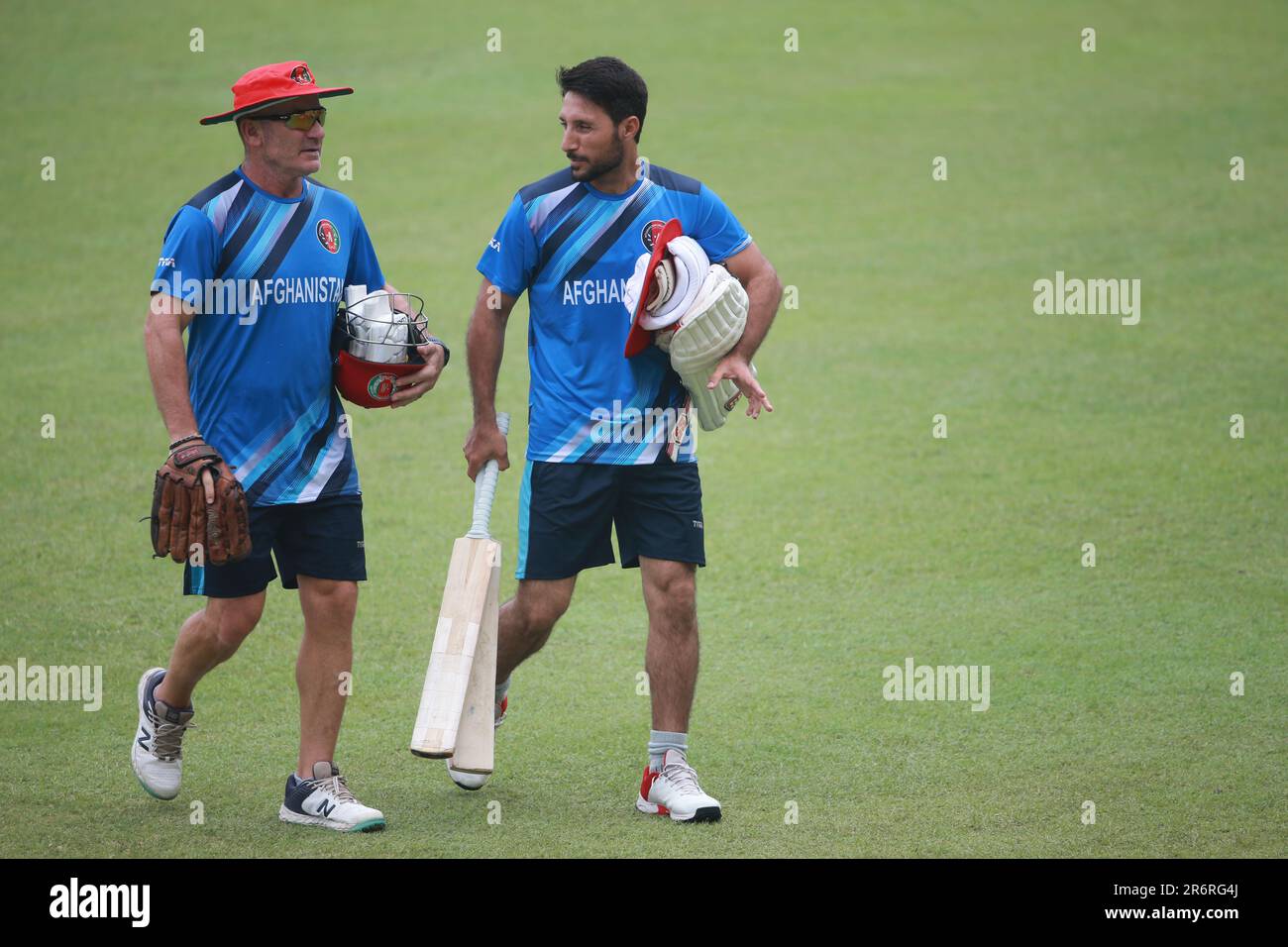 Afghanistan Test Team players attend practice session at the Sher-e ...