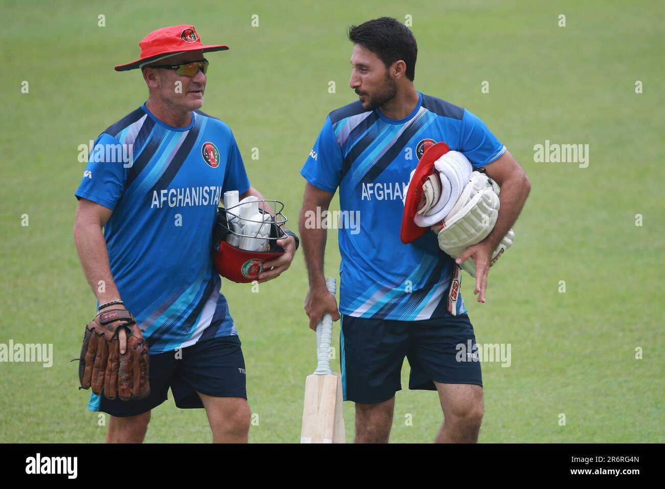 Afghanistan Test Team players attend practice session at the Sher-e ...