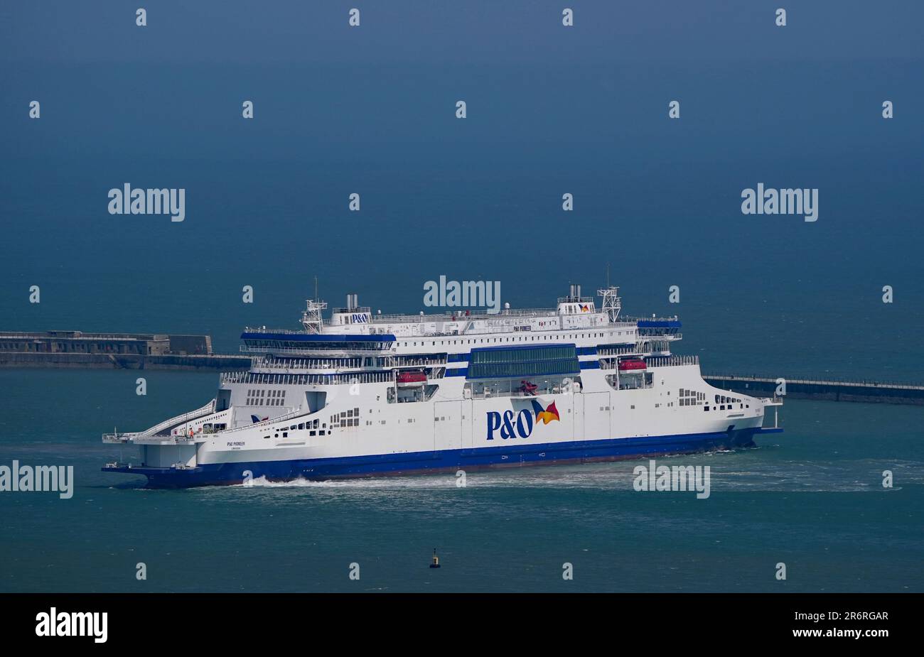 The P&O Pioneer ferry arrives at the Port of Dover in Kent following ...