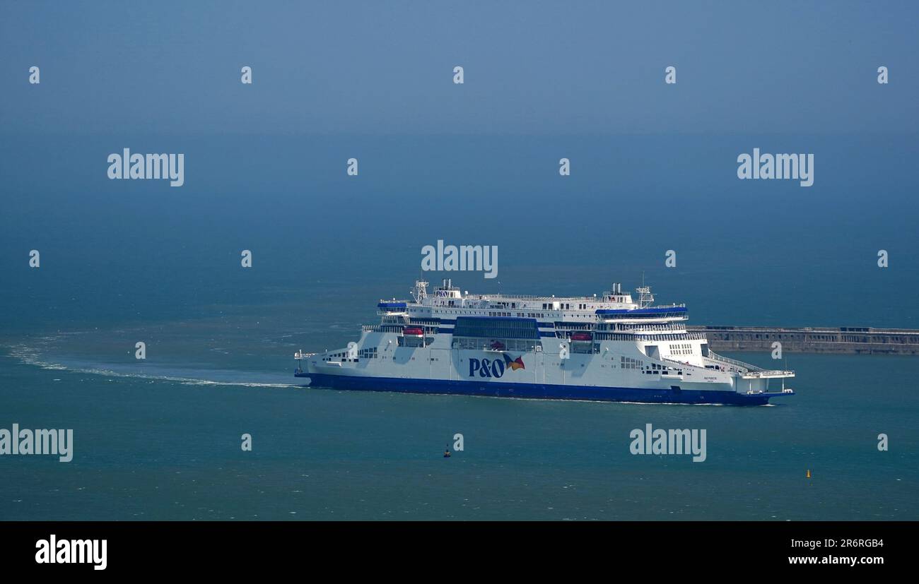 The P&O Pioneer ferry arrives at the Port of Dover in Kent following ...