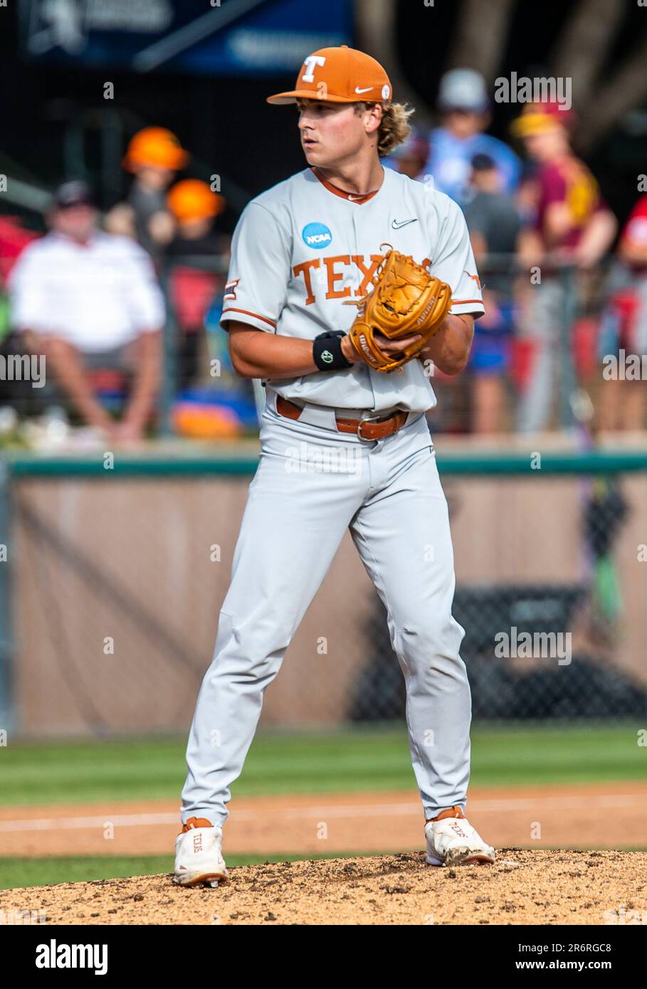 June 10 2023 Palo Alto CA U.S.A. Texas pitcher Ace Whitehead (28)takes ...