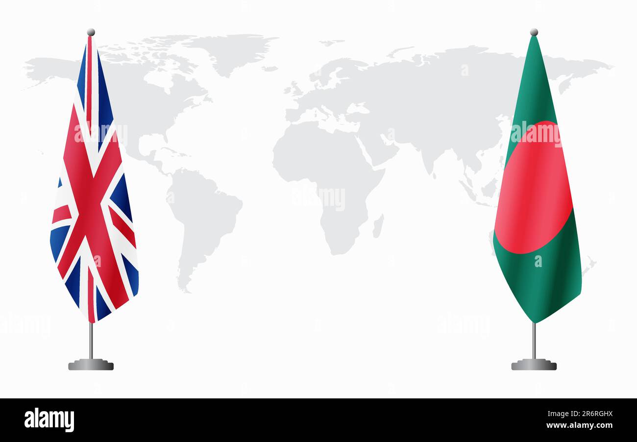 United Kingdom and Bangladesh flags for official meeting against ...