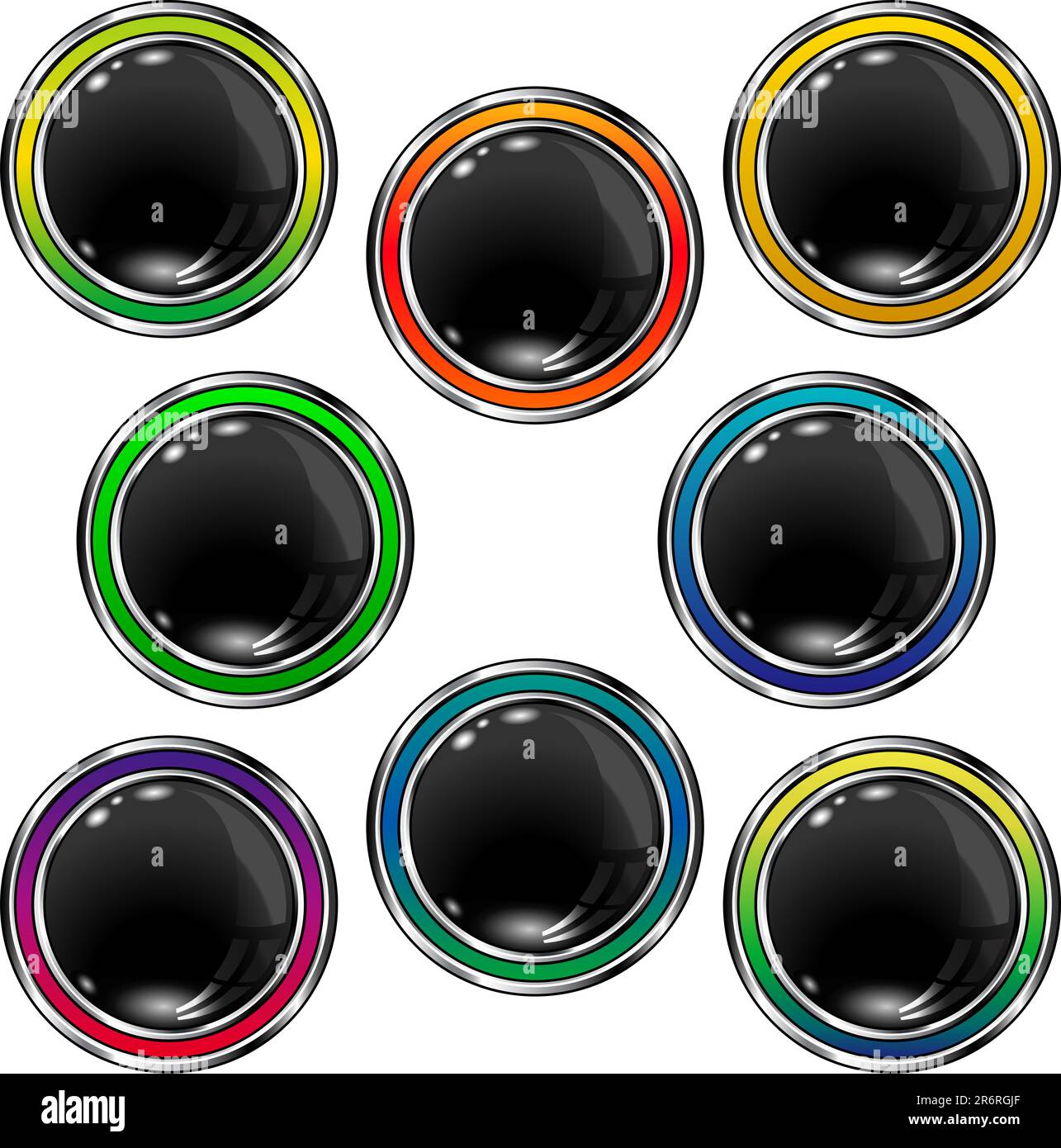 Set of blank colorful black orb vector buttons - add your own web icons ...