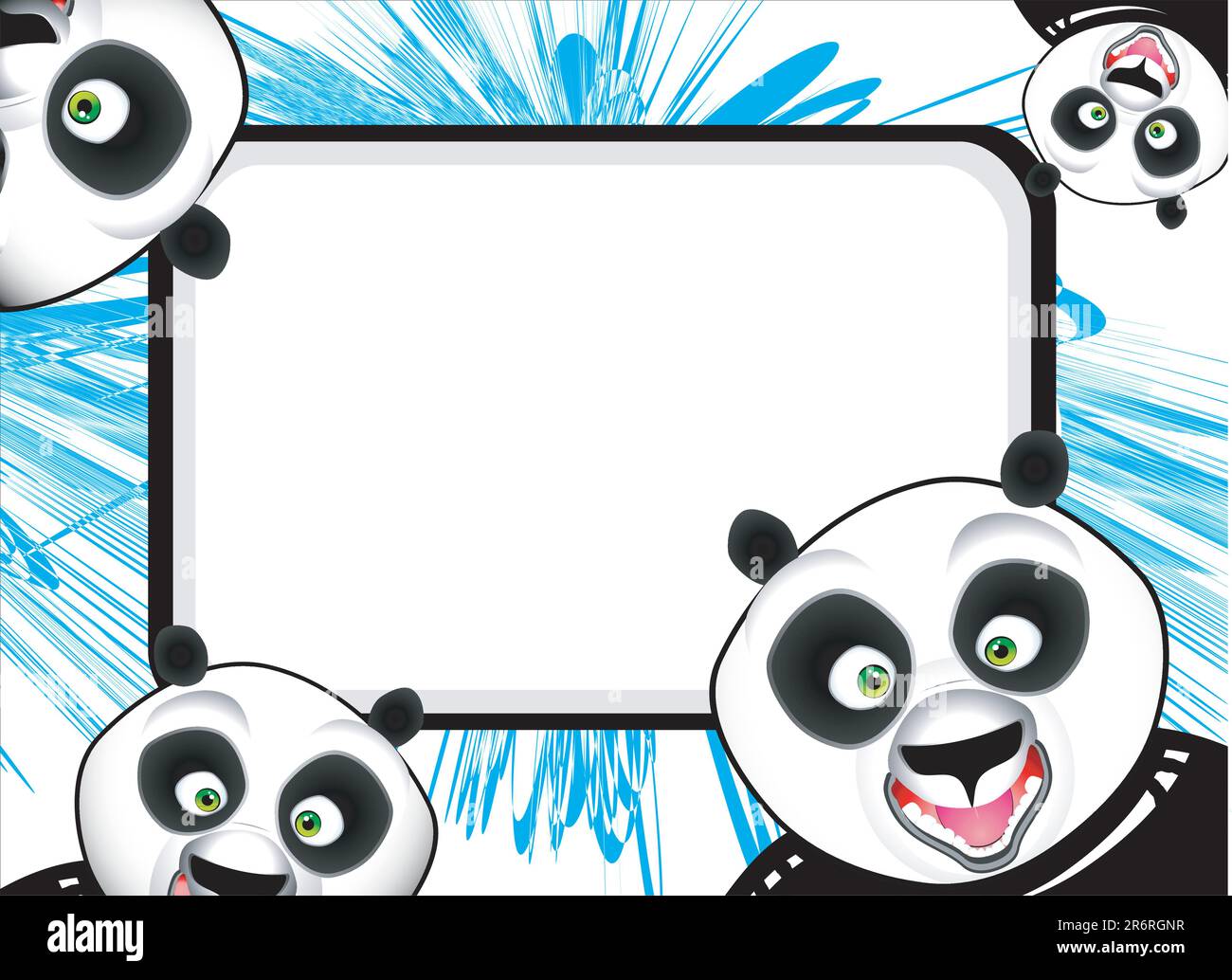 Cartoon Style Panda Frame background with abstract design elements ...