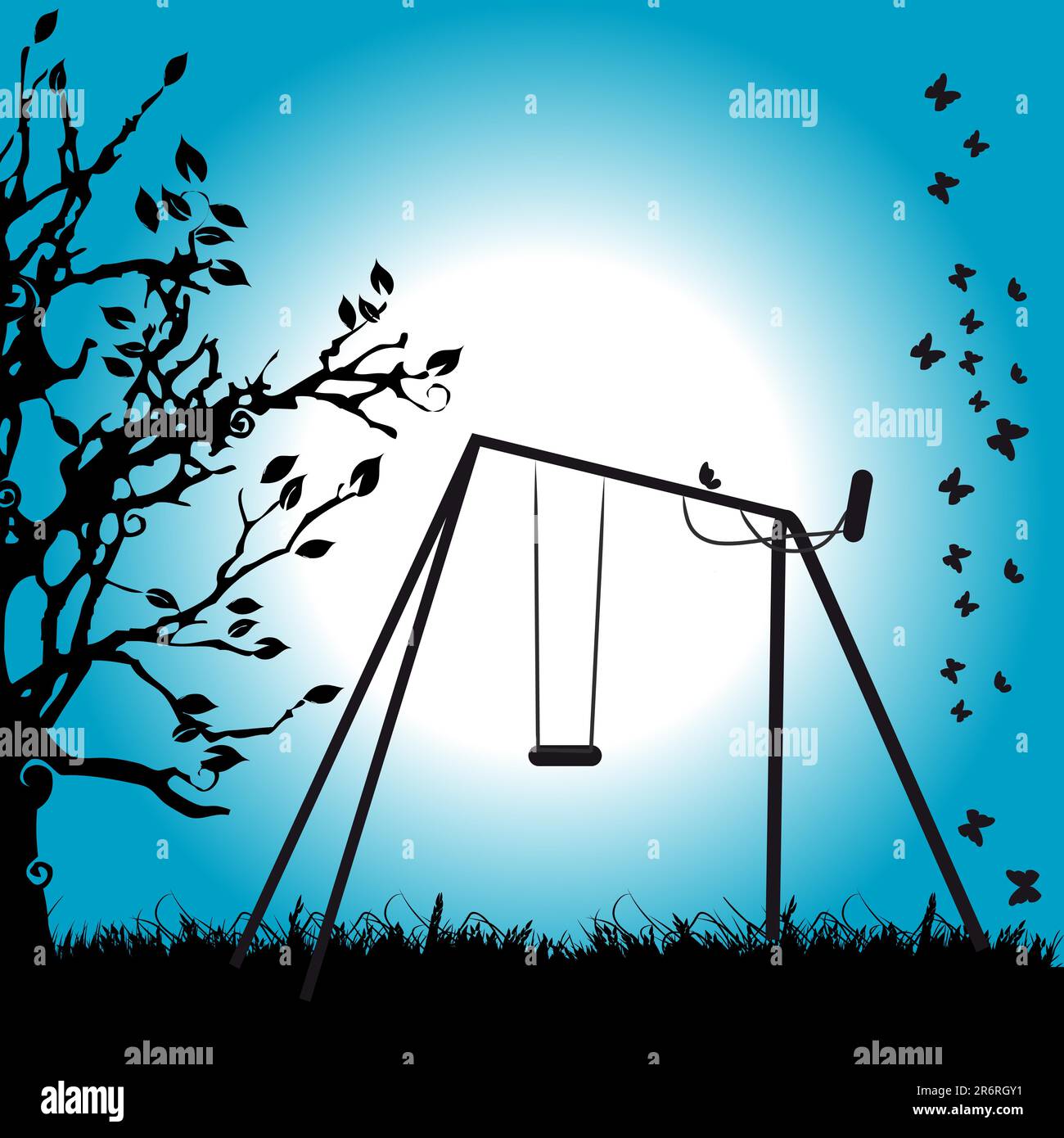 Meadow, tree, garden Stock Vector Images - Alamy