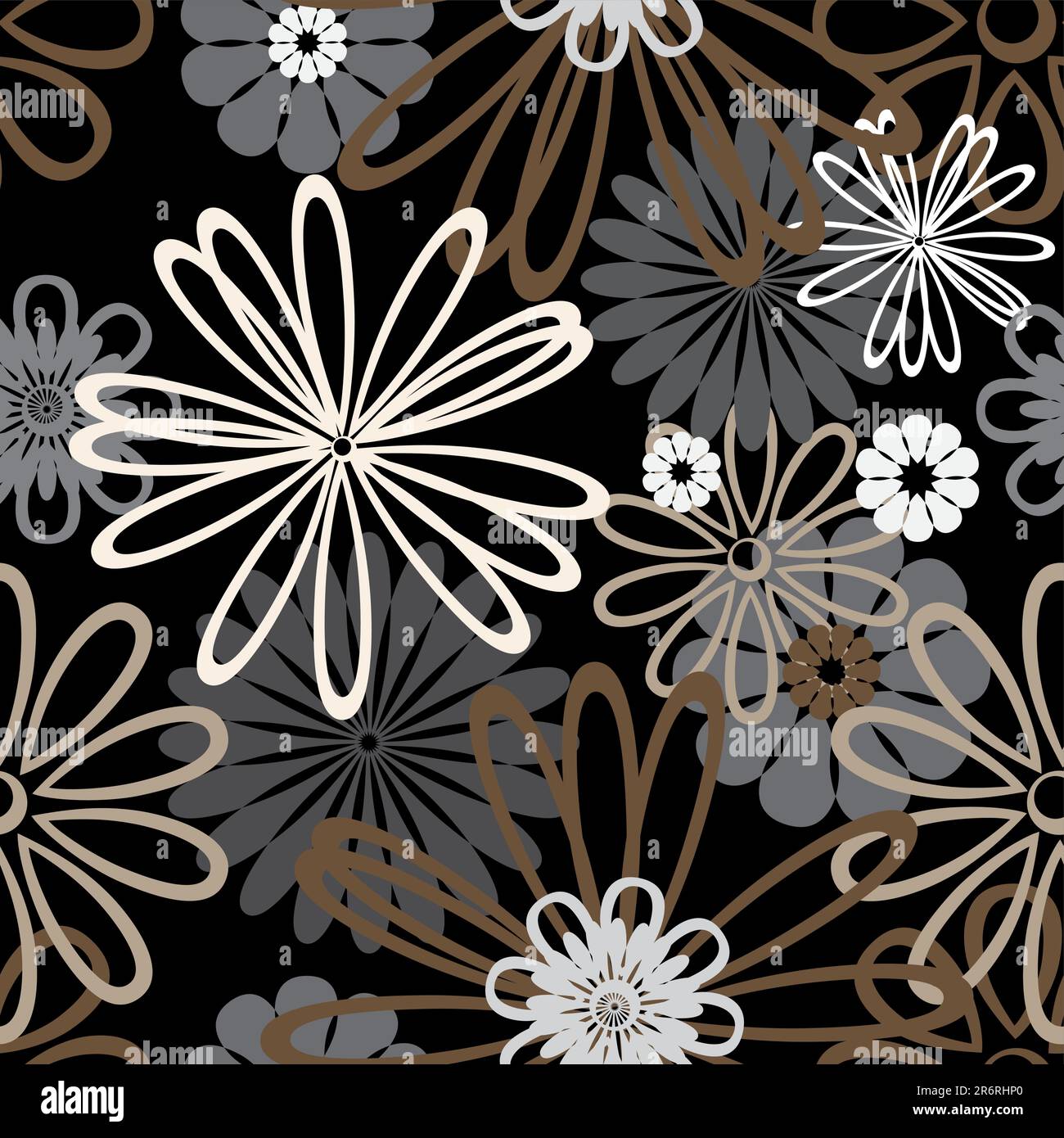 easy floral retro pattern in dark colors Stock Vector Image & Art - Alamy