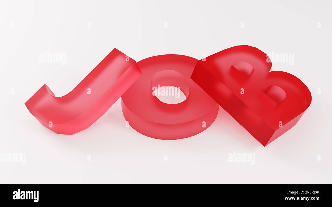 3d render sign job made by glass and gray background. Simple minimalism ...