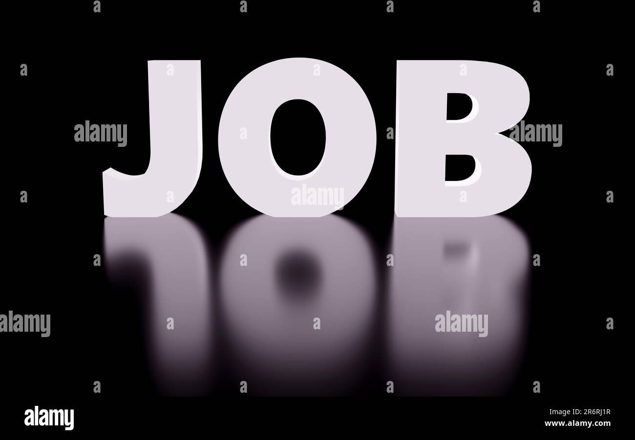 3d render glowing sign job on black background. Simple minimalism ...