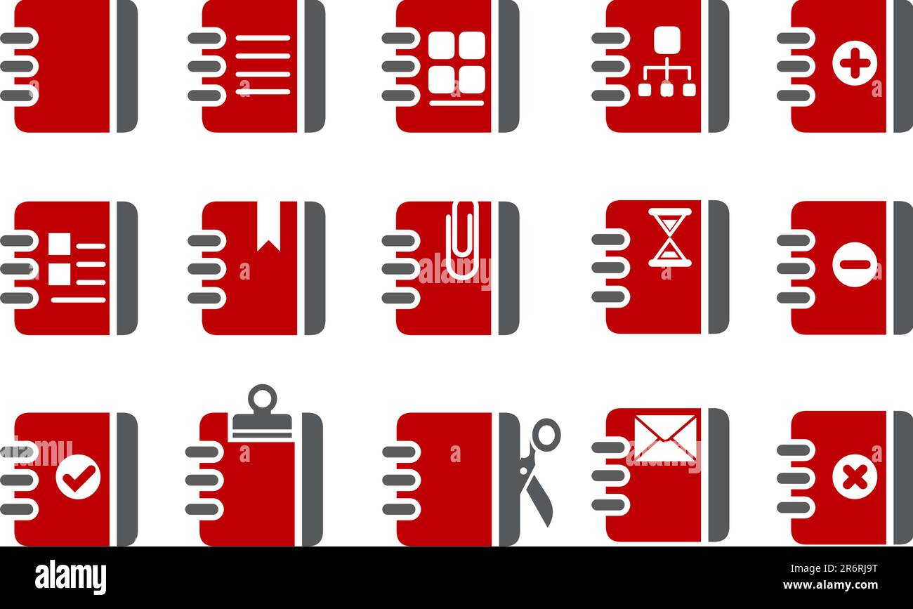 Vector icons pack - Red Series, document collection Stock Vector Image ...