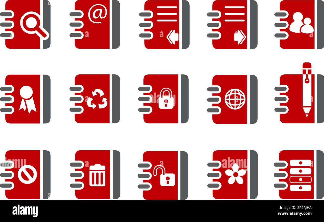 Vector icons pack - Red Series, document collection Stock Vector Image ...