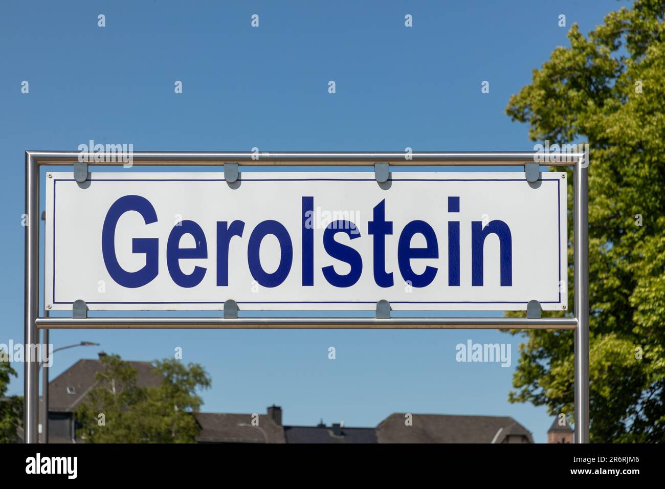 enamle station name plate with gerolstein at the old train station in ...