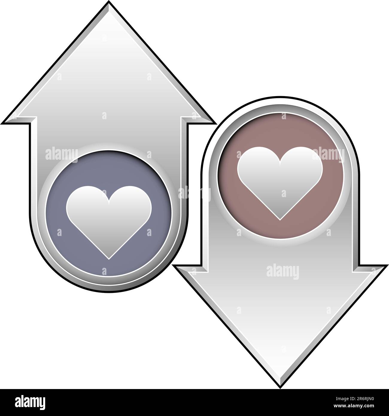Heart, love, or relationship icon on up and down arrow buttons Stock ...