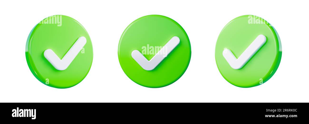 Green Tick 3D Icon. Right, Approval Sign rounded icon from different ...