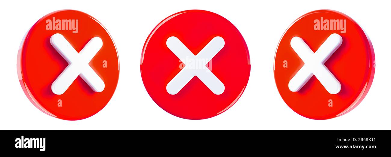 Red Cross 3D Icon. Wrong, Rejection Sign from rounded icon from ...