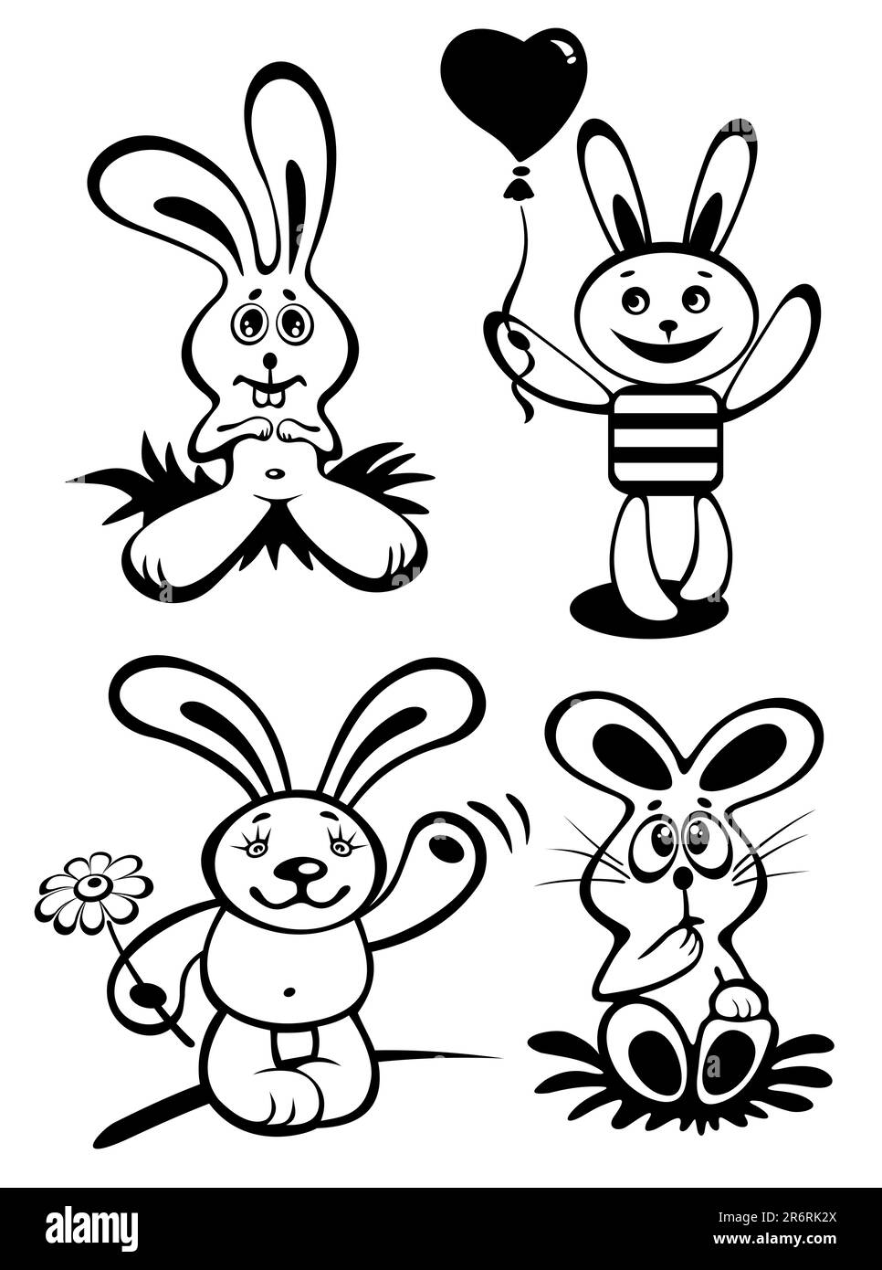 Cartoon rabbits set isolated on a white background Stock Vector Image ...