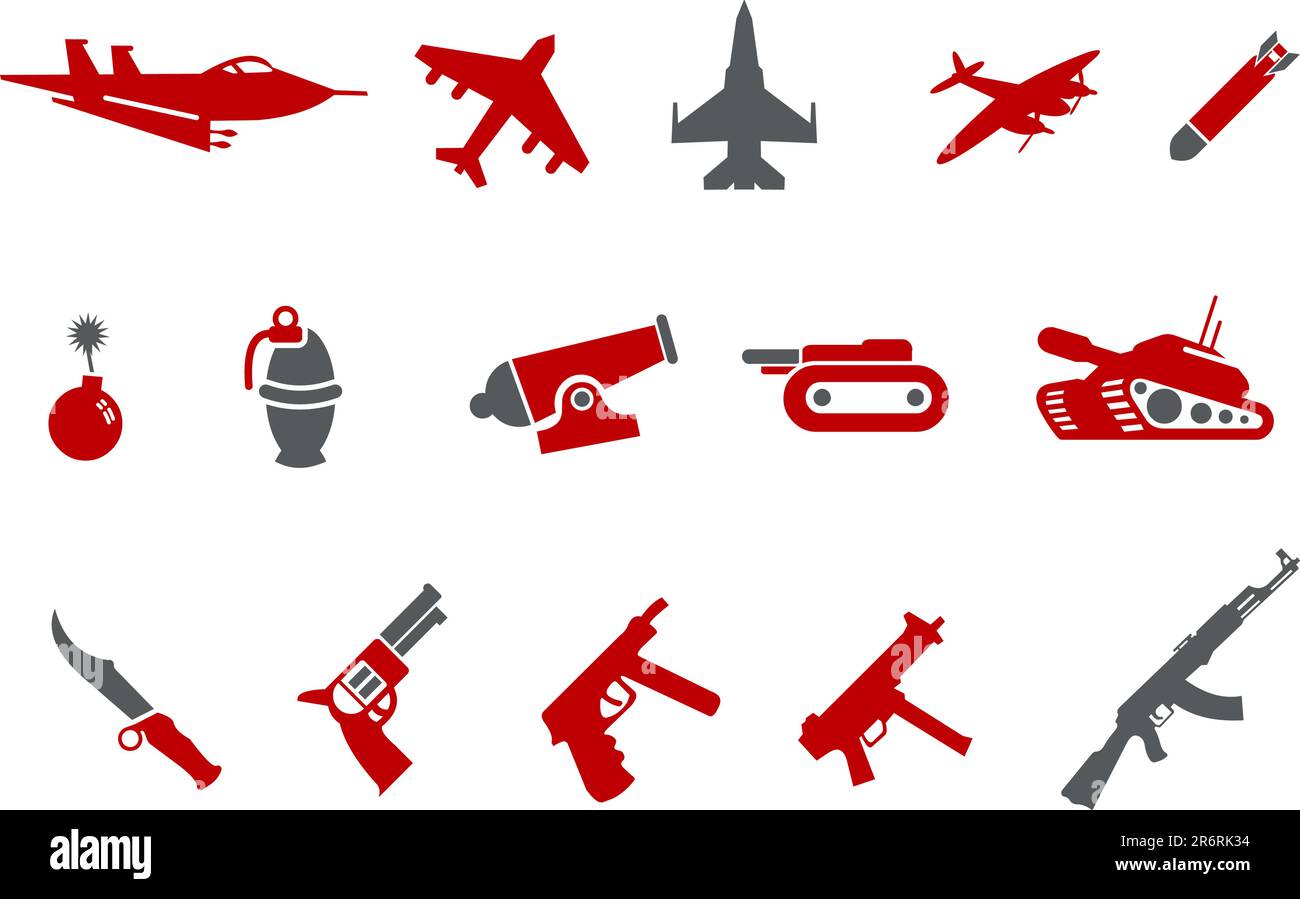 Vector icons pack - Red Series, weapons collection Stock Vector Image ...
