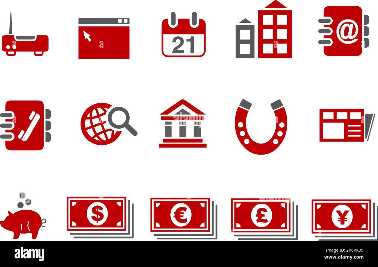 Vector icons pack - Red Series, business collection Stock Vector Image ...