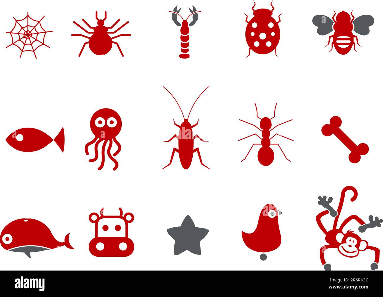 Vector icons pack - Red Series, animals collection Stock Vector Image ...