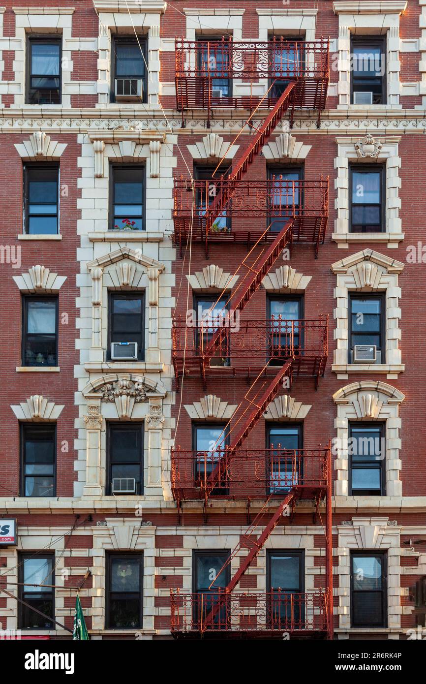 old iron escape ladders at a historic building in New York, USA Stock ...