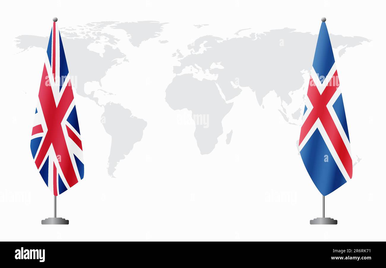 United Kingdom and Iceland flags for official meeting against ...