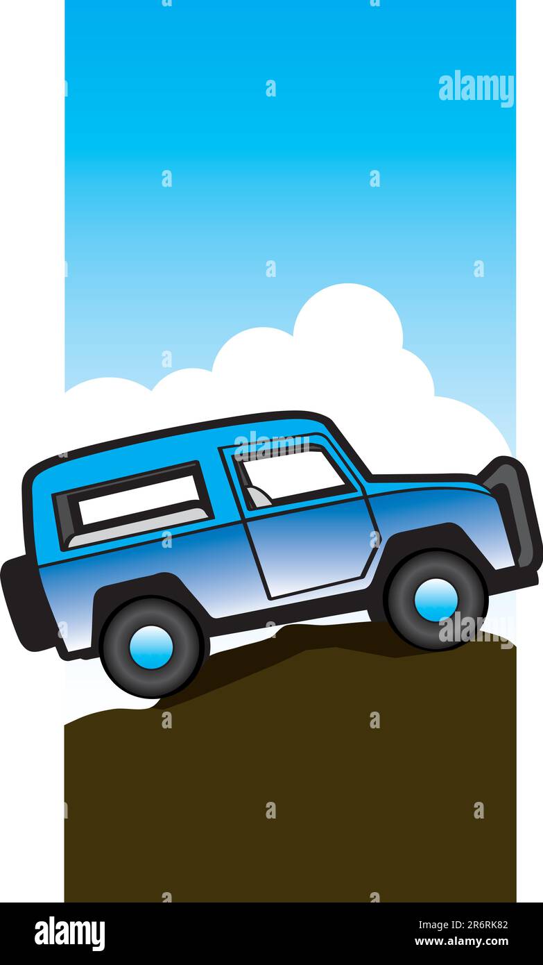 Illustration of an off-road vehicle sitting on a hill top Stock Vector ...